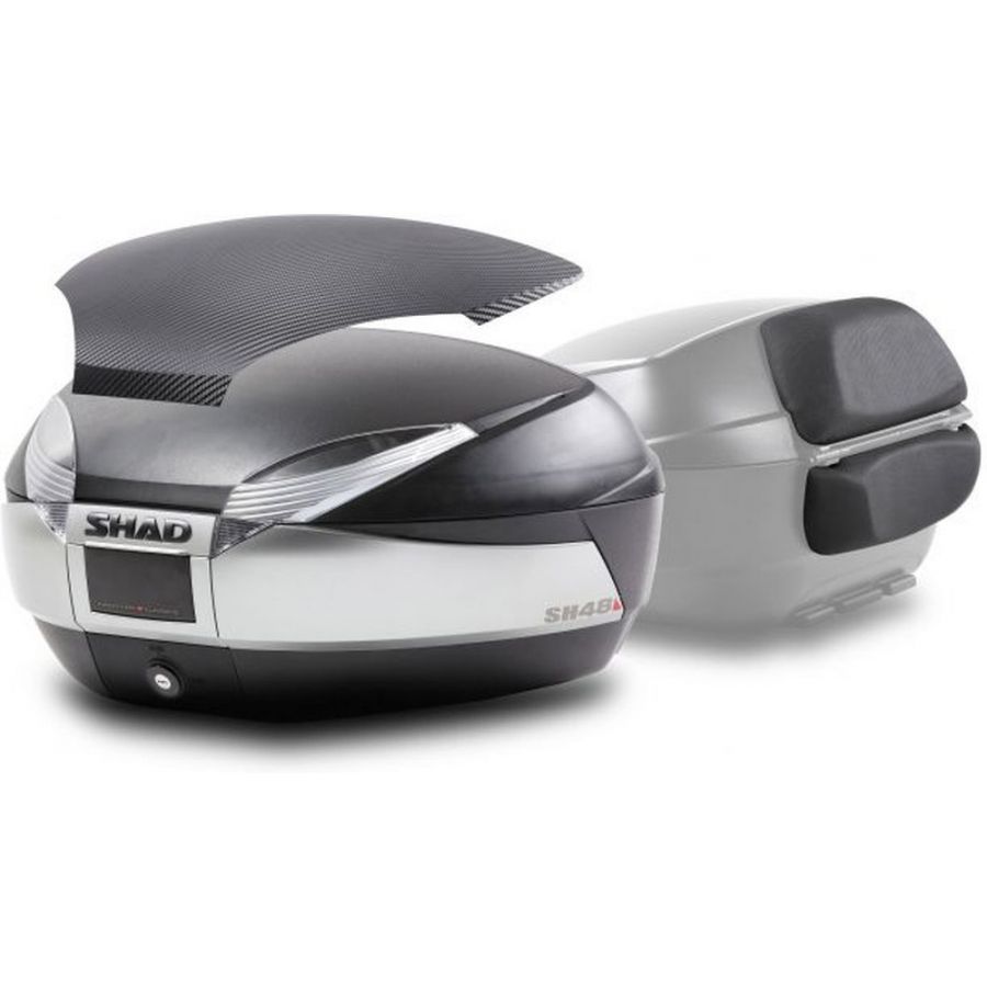 SHAD Ensemble Top Case SH48 TITANIUM + Capot CARBONE + Dosseret - Moto ...
