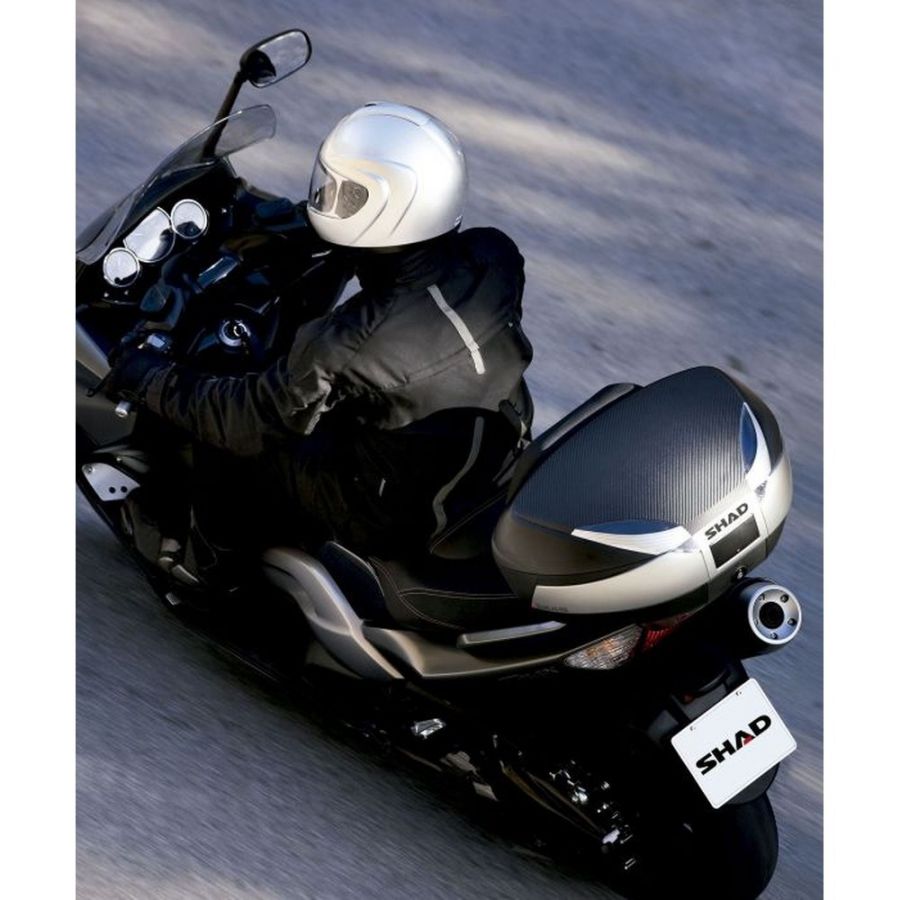 SHAD Ensemble Top Case SH48 TITANIUM + Capot CARBONE + Dosseret - Moto ...